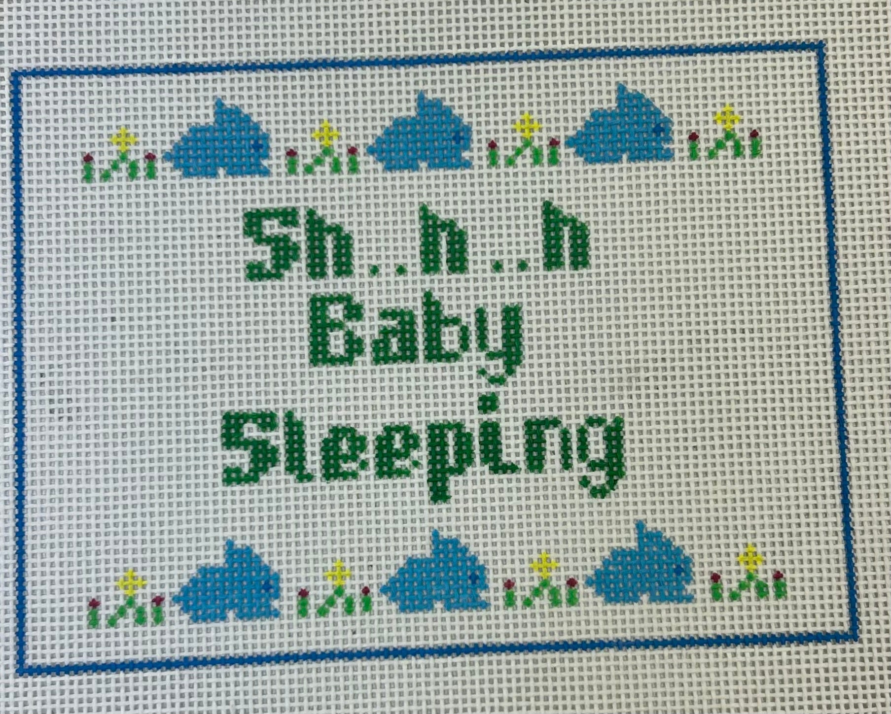 SI204 SH..H..H BABY SLEEPING BLUE BUNNIES – Stitch Boutique